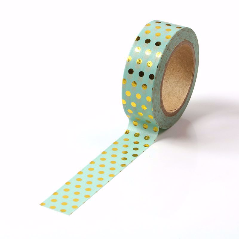 Green Polka Dot Foil Washi Tape. Custom and stock washi tape ...