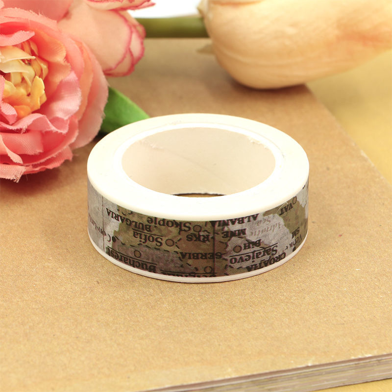 15mm x 10m CMYK Travel Map Washi Tape. Custom and stock washi tape ...