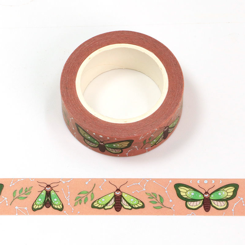 15mm x 10m CMYK Foil Moth Washi Tape. Custom and stock washi tape ...