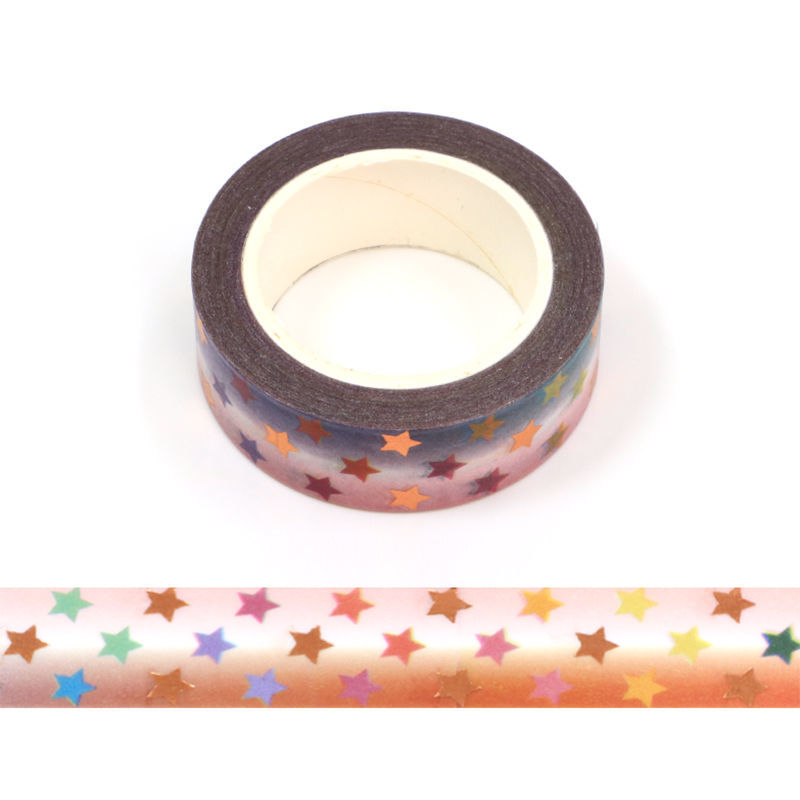 15mm x 10m CMYK Foil Colorful Stars Washi Tape. Custom and stock washi ...
